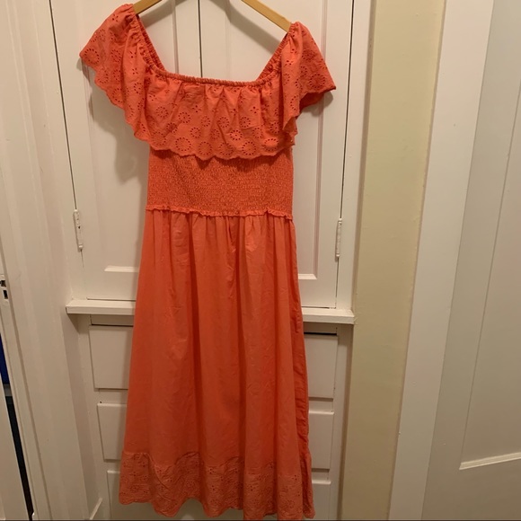 J Gee | Dresses | J Gee Eyelet Ruffle Smocked Top Maxi Dress | Poshmark